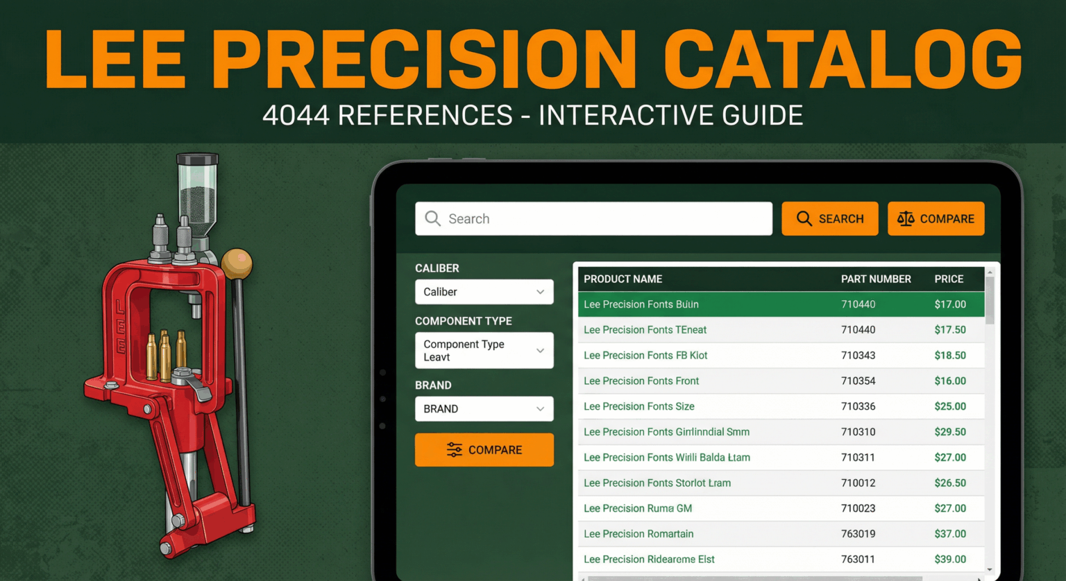 Rechargement : Catalogue Lee Precision 4044 Références